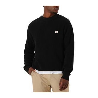 Calvin Klein Schwarzer Baumwoll-Waffel-Rundhalsausschnitt-Pullover - - Knitwear - Herren - Schwarzk - XS