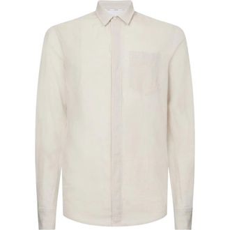 Calvin Klein Leinen Baumwollhemd - - Shirts - Herren - Beige - S