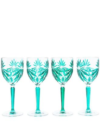 Les-Ottomans Stars Weingläser-Set aus Kristall (4er-Set) - Grün