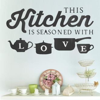 Generic Küchen-Wandaufkleber, Küchen-Wandkunst, Wandaufkleber This Kitchen Is Seasoned with PVC-Küchendekoration, Wandaufkleber, Inspirierende Zitate, Wandkun