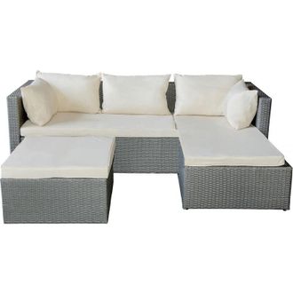 Habitat et Jardin Gartenlounge aus Polyrattan 3-Sitzer Diya - Hellgrau