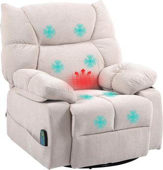 HOMCOM Relaxsessel Massagesessel Fernsehsessel mit Liegefunktion Vibration Heizung Fu&szlig;teil Seitentasche, TV Sessel Liegesessel Ruhesessel f&uuml;r Wohnzimmer, Bei