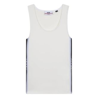 GCDS Logo-Stripe Tank Top - - Tops - Damen - Wei&szlig; - M