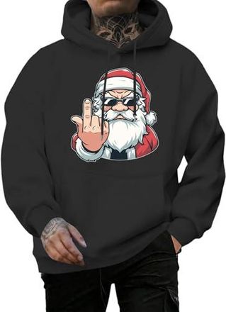 Generic Sweat &agrave; capuche graphique pour homme, imprim&eacute; P&egrave;re No&euml;l - Sweat &agrave; capuche &agrave; manches longues pour lautomne, Noir, XXL