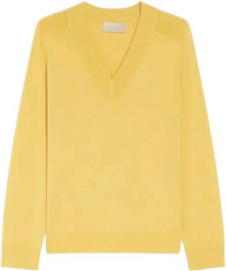 iBlues Femme, Pulls, Jaune, Taille: 38 FR V-neck Tricots