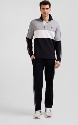 Eden Park Maillot Manches Longues En Coton Noir Broderie Dos Et Passepoil Coupe Regular