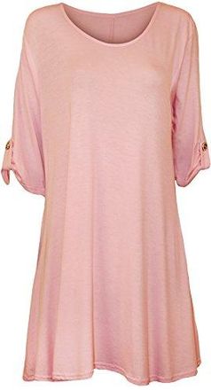 WearAll Haut Flottant avec Une Encolure degagée et à Manches Longues - Hauts - Femmes - Rose - 54-56