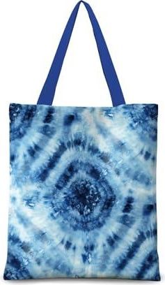 Generic Sac fourre-tout bleu en toile tie-dye - 40 x 35 cm - Design artistique avec fermeture &eacute;clair et poche int&eacute;rieure, Tie-dye bleu 10, 28 X 12 X 9 Centime