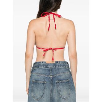 Re/Done Paisley Print Triangle Top - Red