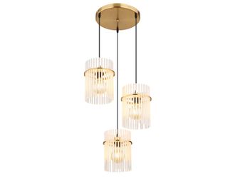 Globo Lighting Cluster Pendelleuchte in Gold mit drei Glas Lampenschirmen, &Oslash;47cm, 15698-3HRM