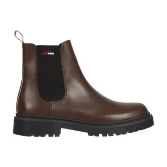 Tommy Jeans Braune Leder Chelsea Booties - - Shoes - Damen - Braun - 40 EU