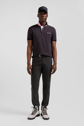 Eden Park Pantalon Chino Marron En Gabardine De Coton Stretch Coupe Regular