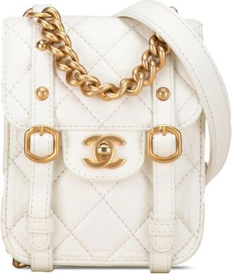 Chanel Hobo Bags - Mini Aged Calfskin City School Flap - Gr. unisize - in Wei&szlig; - f&uuml;r Damen