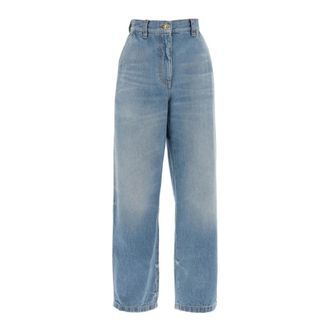 Palm Angels Gewaschene Logo Wide Denim Hose - - Jeans - Damen - Blau - W26