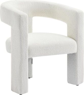 Vente-Unique Vente-unique - Fauteuil en tissu bouclette blanc favina