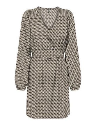 Only Onlnova Life Elite L/S Siri Dress Robe, Chipmunk/AOP : 588 Breaker Geo, L Femme