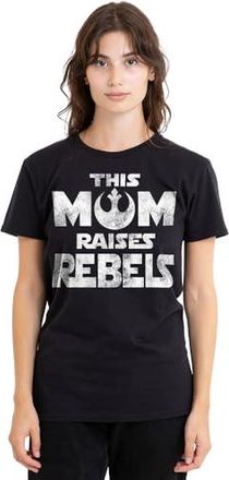 Star Wars Mothers Day Mom Raises Rebels Ladies T Shirt, Black, Noir, M Femme