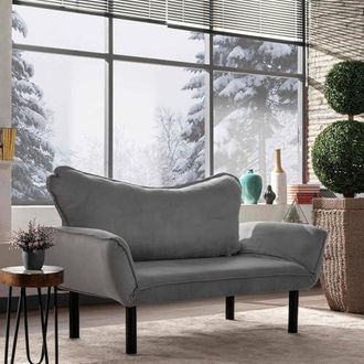 Dmora Schlafsofa 2-Sitzer Aquilonis 140x65 cm Grau Stauraum
