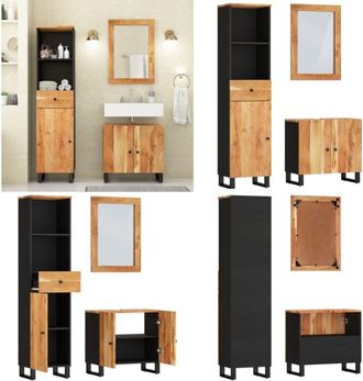 vidaXL 3-tlg. Badm&ouml;bel-Set Massivholz Akazie - Akazienholz - Badezimmer Schrank