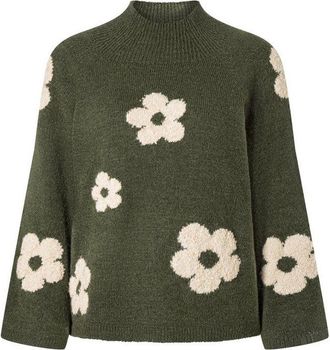 More & More Rundhalspullover s&uuml;&szlig;er, kastiger 3/4 Arm-Blumen-Pullover