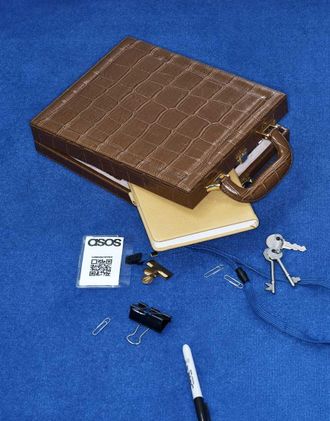 Asos pochette porte-documents effet croco camel clair-Rouge