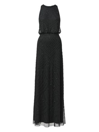 Adrianna Papell Damen - Langes Abendkleid - Beaded Halter Long Dress - Abend, Cocktail, Formell, Hochzeit, Anlass