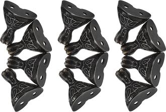 DOITOOL 12 St&uuml;ck Retro Zinklegierungs M&ouml;belf&uuml;&szlig;e mit Eckenschutz Schmuckk&auml;stchenf&uuml;&szlig;e aus Metall Vintage Truhen und Schrankbeine Robuste Boxf&uuml;&szlig;e f&uuml;r Aufbewahrun