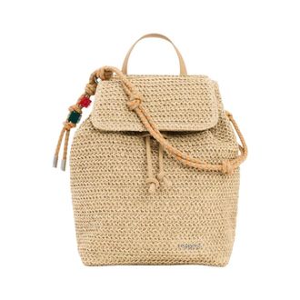Desigual Femme, Sacs, Beige, Taille: ONE Size Petit sac &agrave; dos en raphia