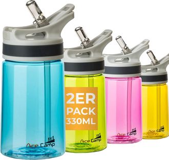 AceCamp TRITAN Trinkflasche | Sportflasche | BPA-frei I für alle Getränke I 2 x Springdeckel blau 350 ml
