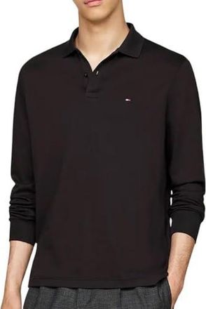 Tommy Hilfiger Polo Manches Longues Homme Liquid Cotton Regular Fit, Noir (Black), S