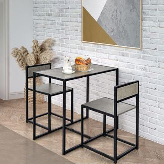 Costway 3 TLG. K&uuml;chenbar, Essgruppe mit 2 Barst&uuml;hlen, K&uuml;che Sitzgruppe, mit Metallgestell, Holz, Bartisch Set f&uuml;r kleine Raeume, K&uuml;che, Esszimmer und