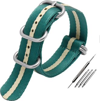 Generic Nylon für OMG Canned 007 Armband Mehrfarbig Weiches seidiges Armband 20 mm 22 mm Canvas-Träger