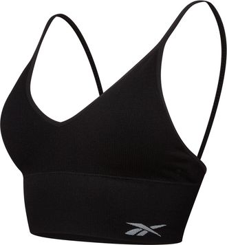 Reebok Nahtloses Geripptes Crop Top f&uuml;r Damen | Leichter Halt Nahtloser BH ohne B&uuml;gel mit herausnehmbaren Pads | Damen Sport BHS Schwarz oder Wei&szlig; erh&auml;ltlich