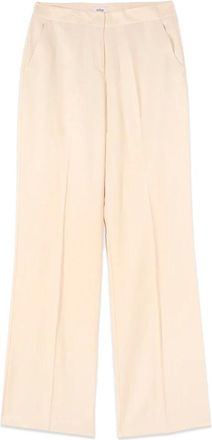 Oltre Femme, Pantalons, Beige, Taille: 48 FR Pantalon Large M&eacute;lange Lin