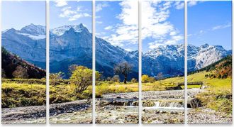 Islandburner Bild Bilder auf Leinwand Karwendel-Berge in Österreich - kleines Tal nannte engalm Wandbild, Poster, Leinwandbild OFG