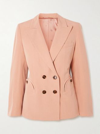 Blaz&eacute; Milano Flica Charmer Doppelreihiger Blazer Aus Einer Seiden-leinenmischung - Pink