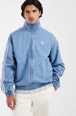 adidas Originals Firebird - Haut de surv&ecirc;tement en jean - Bleu clair d&eacute;lav&eacute;
