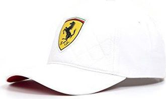 Ferrari Cap with a Visor, White, One Size Mens