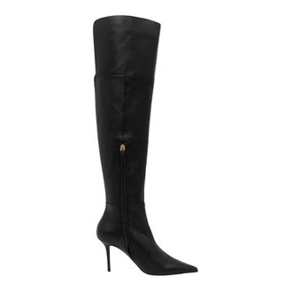 Elisabetta Franchi Nappalederstiefel mit zweifarbigem Logo - - Shoes - Damen - Schwarzk - 40 EU