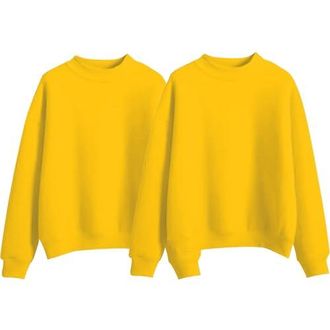 Generic Sweat-shirt uni confortable sans capuche deux pièces doublé en polaire de couleur unie pour femme, baseball ample et épais avec petit col haut pour la