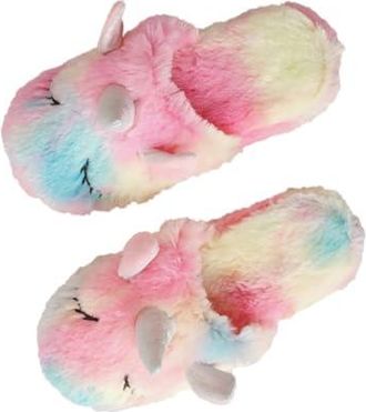 Frcolor Pantoufles Licorne Peluche Mignonnes Chaudes et Antid&eacute;rapantes Confortables pour Adultes et Gar&ccedil;on Fille pour Int&eacute;rieur et Maison