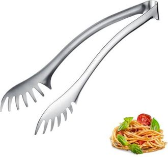 Westmark Spaghetti- und Buffetzange Pro - Küchenzange Edelstahl - Innovative Spaghettizange - Servierzange für Pasta, Salat & Spargel - Silber, 29,5 cm