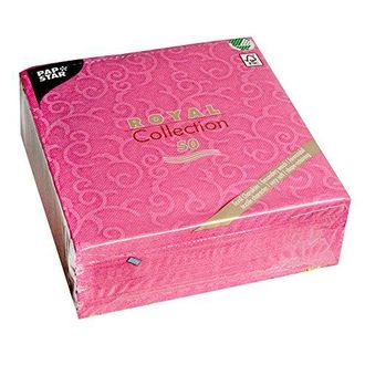 Papstar Lot de 50 Serviettes &laquo; Casali &raquo; - Pliage 1/4-40 x 40 cm - Fuchsia - 84886