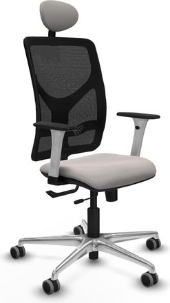 Piqueras y Crespo B&uuml;rostuhl mit wei&szlig;en Rollen, mit wei&szlig;en und schwarzen Armlehnen, h&ouml;henverstellbare Lendenwirbelst&uuml;tze und festes Kopfteil, Schwarz/Wei&szlig;