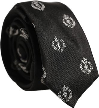 Dolce & Gabbana Crest-Emblem Silk Necktie - Black