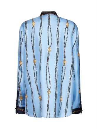 Gucci Womens Silk Twill Shirt Light Blue