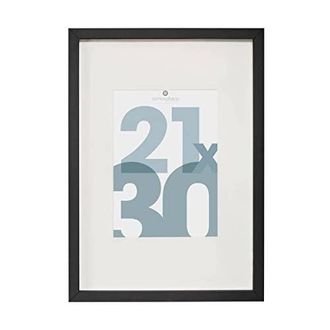 Atmosphera Atmosphera - Cadre Photo Manu Noir 21x30 cm, Avec Passe-Partout 12x17 cm, &Agrave; Poser ou Suspendre - Pour D&eacute;coration Murale, Salon, Bureau