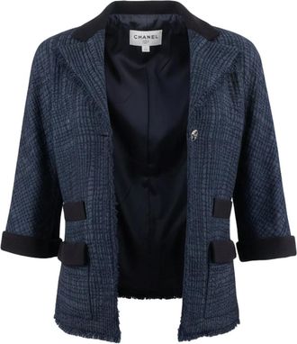 Chanel Ring - Chanel Spring Blue Tweed Jacket (D36 / FR38) - Gr. ONE SIZE - in Blau - f&uuml;r Damen