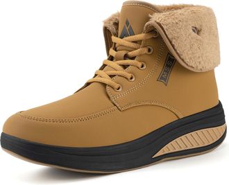 Mishansha Damen Winterschuhe Gefüttert Wasserdicht Keilabsatz Schuhe Damen Winter Warme Schneestiefel Gelb 36