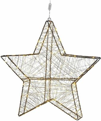 Beliani Outdoor led Weihnachtsbeleuchtung Silber Metall 58 cm Sternform mit Stromanschluss zum Aufhängen für Innen und Außen Deko Adventsdekoration
